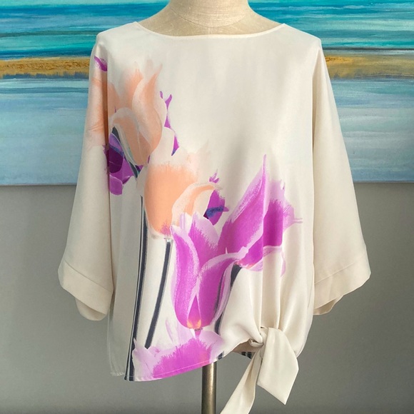 Alfani | Tops | Alfani M Wide Sleeve Top W Side Tie Purple And Pink ...